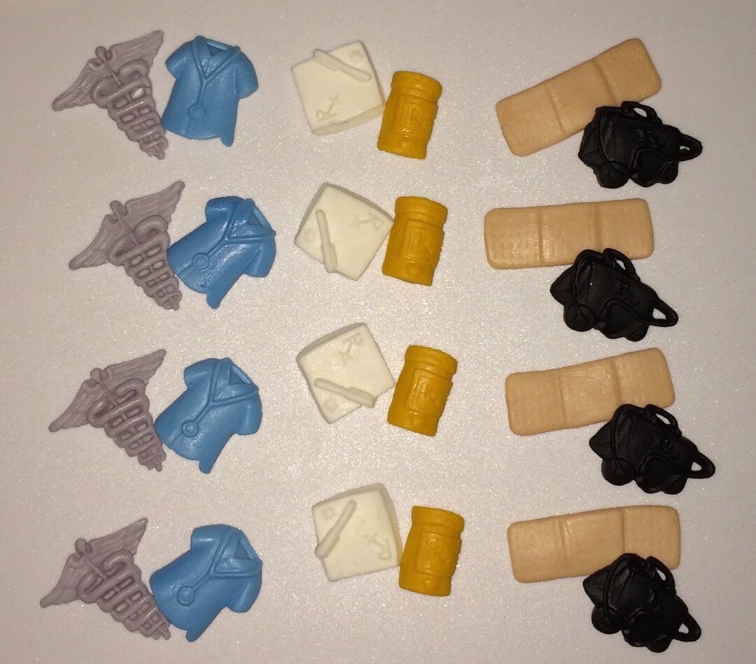 Doctor Cupcake Toppers 24pcs Nurse Graduation Edible Fondant Cake ...