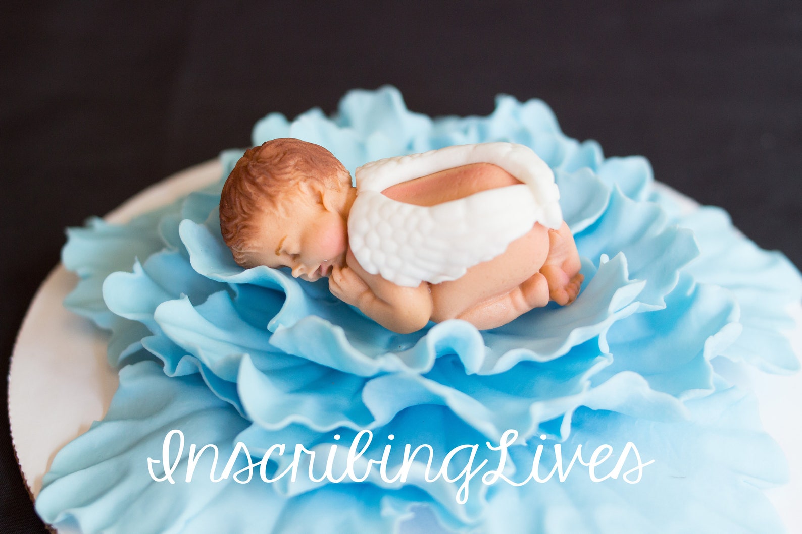 Angel baby shower cake topper boy angel baby on flower cake | Etsy