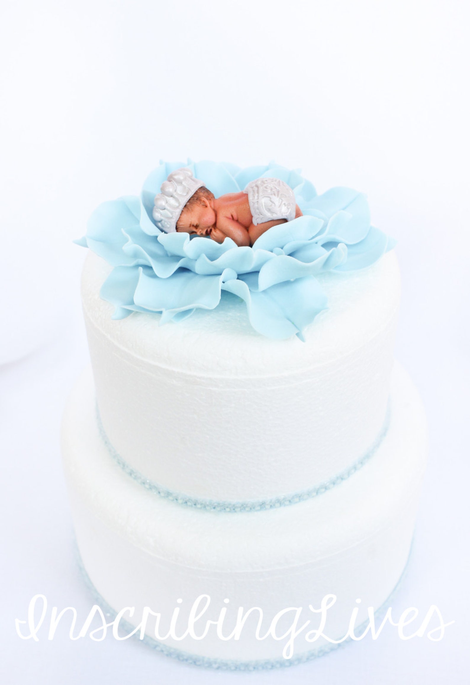Prince Baby Cake Topper Boy on Baby Blue Lily Fondant Cake - Etsy