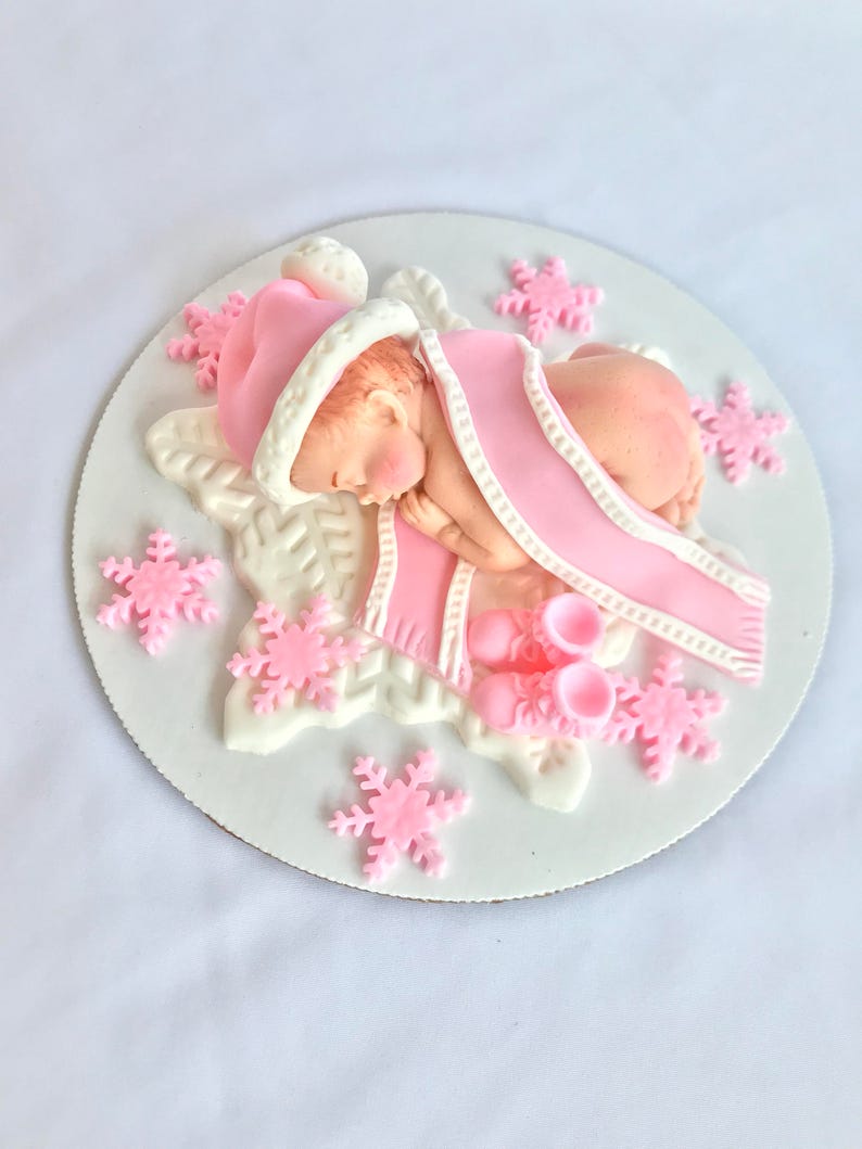Winter Baby Shower Cake Topper Girl Frozen Pink Winter Wonderland ...