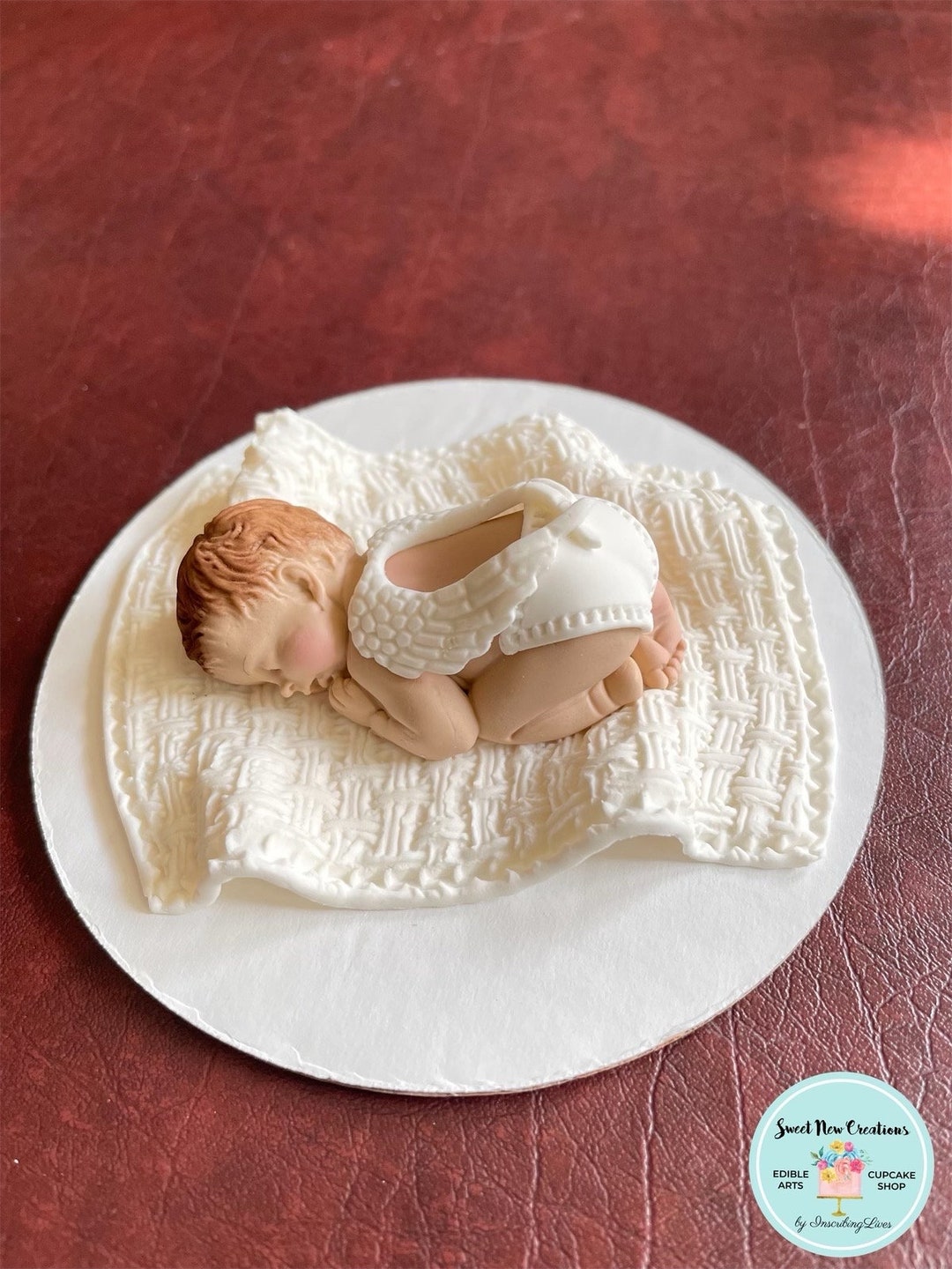 Angel Baby Cake Topper Edible Cake Decorations Baby on Blanket Fondant ...