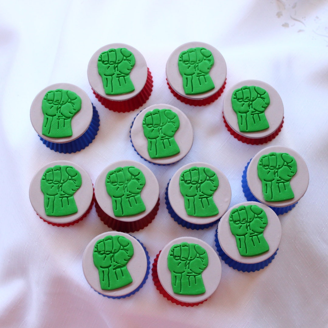 Hulk Cupcake Toppers 12pcs Edible Fondant Superhero Inspired Cookie ...