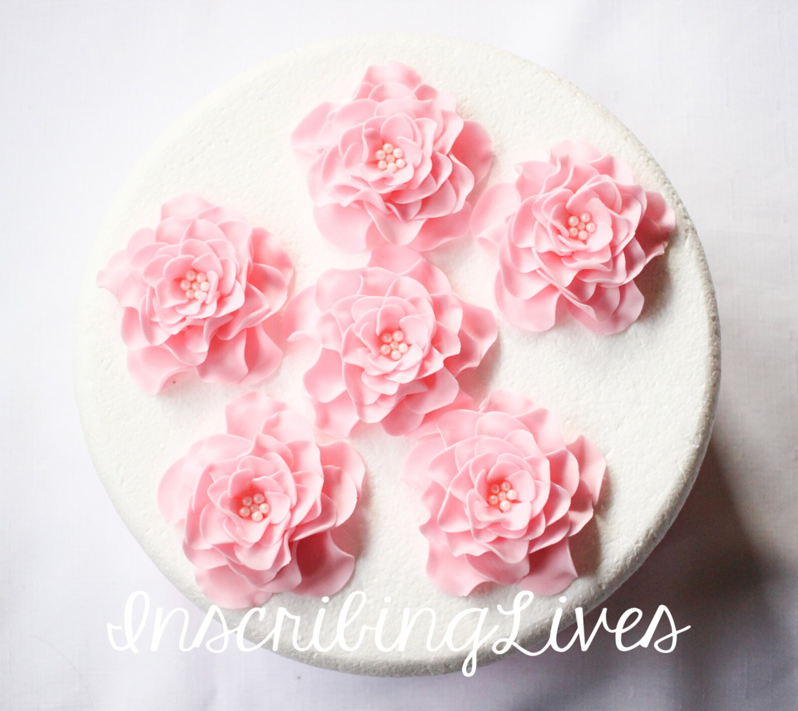 Large Pink Flower Cake Decorations 6pcs Blush Wedding Cake Topper ...