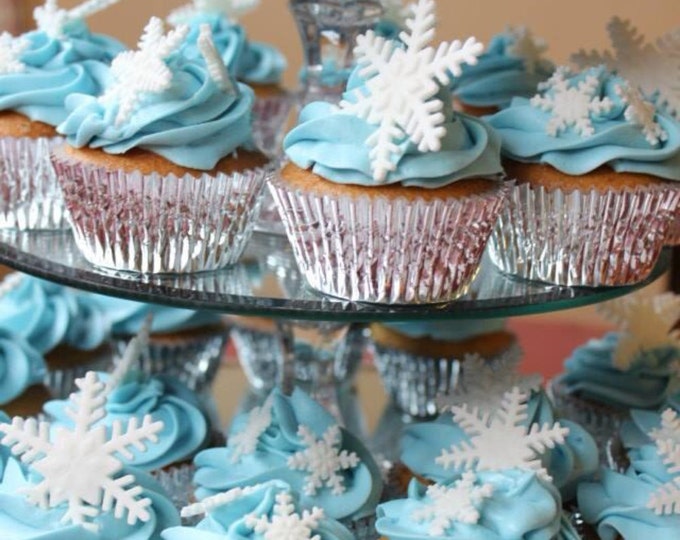 36 Edible Snowflakes Cupcake Toppers, Fondant Snowflake Cake Topper ...