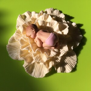 Baby Shower Cake Topper Girl Ivory Baby 3D Figure Edible Fondant ...