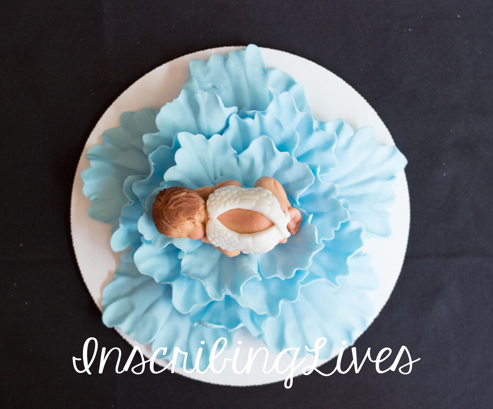 Angel baby shower cake topper boy angel baby on flower cake | Etsy