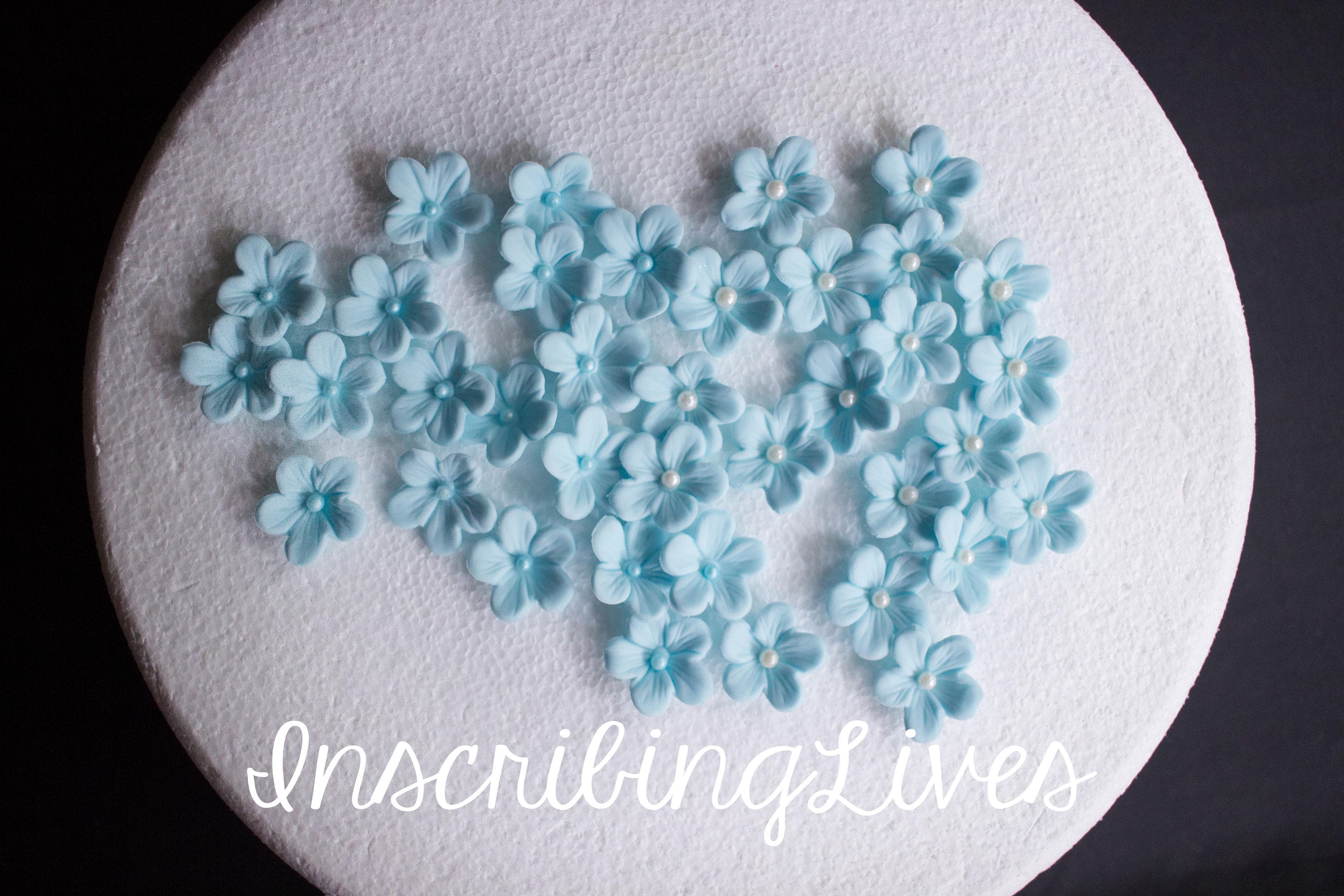 Baby Blue Fondant Flowers 36pcs Small Edible Flowers Blossoms Cupcake ...