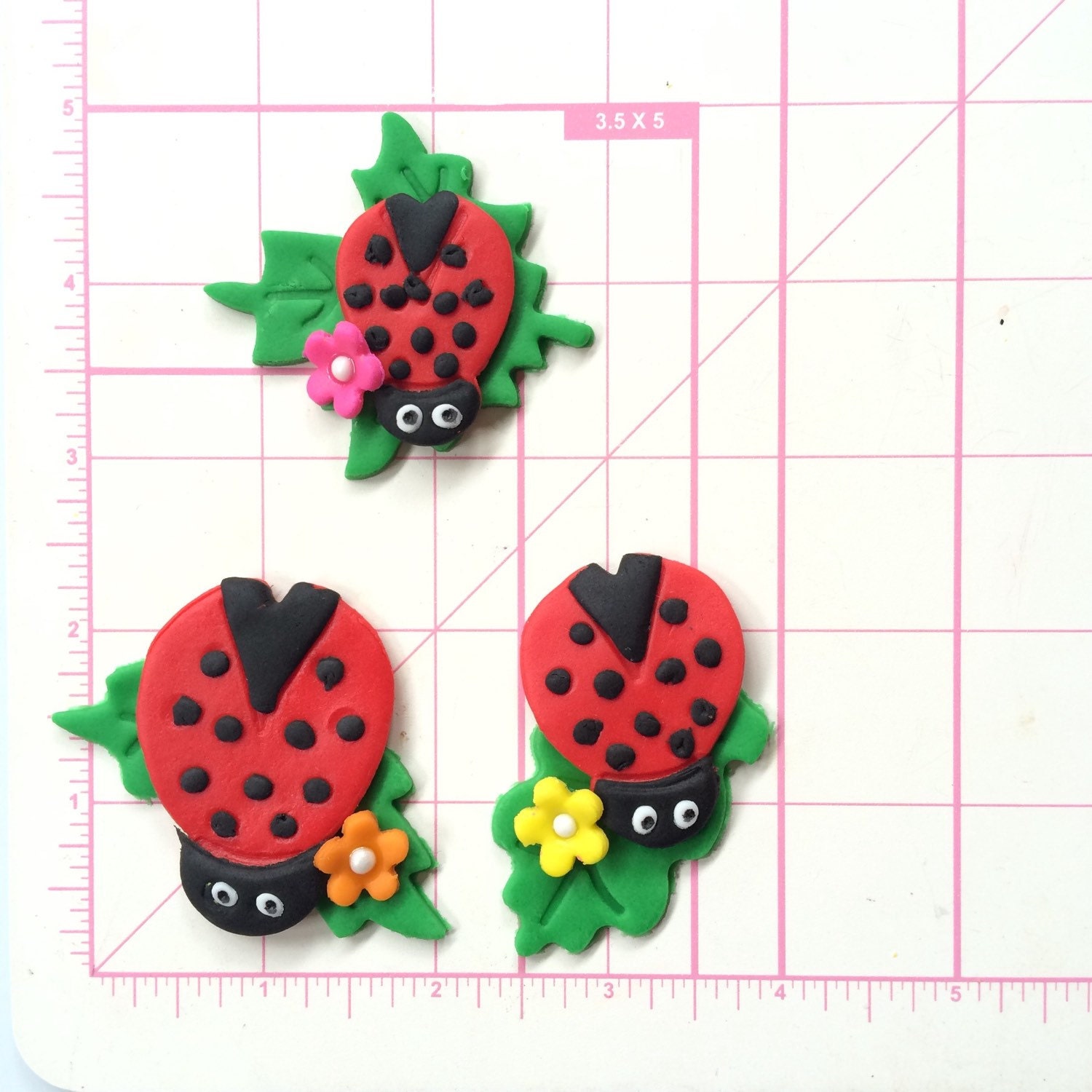 Ladybug Cupcake Toppers 12pcs Edible Fondant Ladybug Baby | Etsy