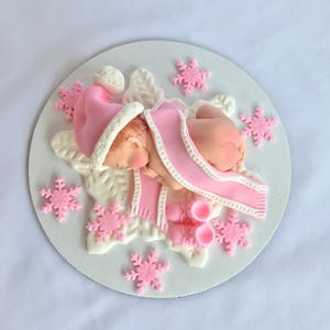 Winter Baby Shower Cake Topper Girl Frozen Pink Winter Wonderland ...