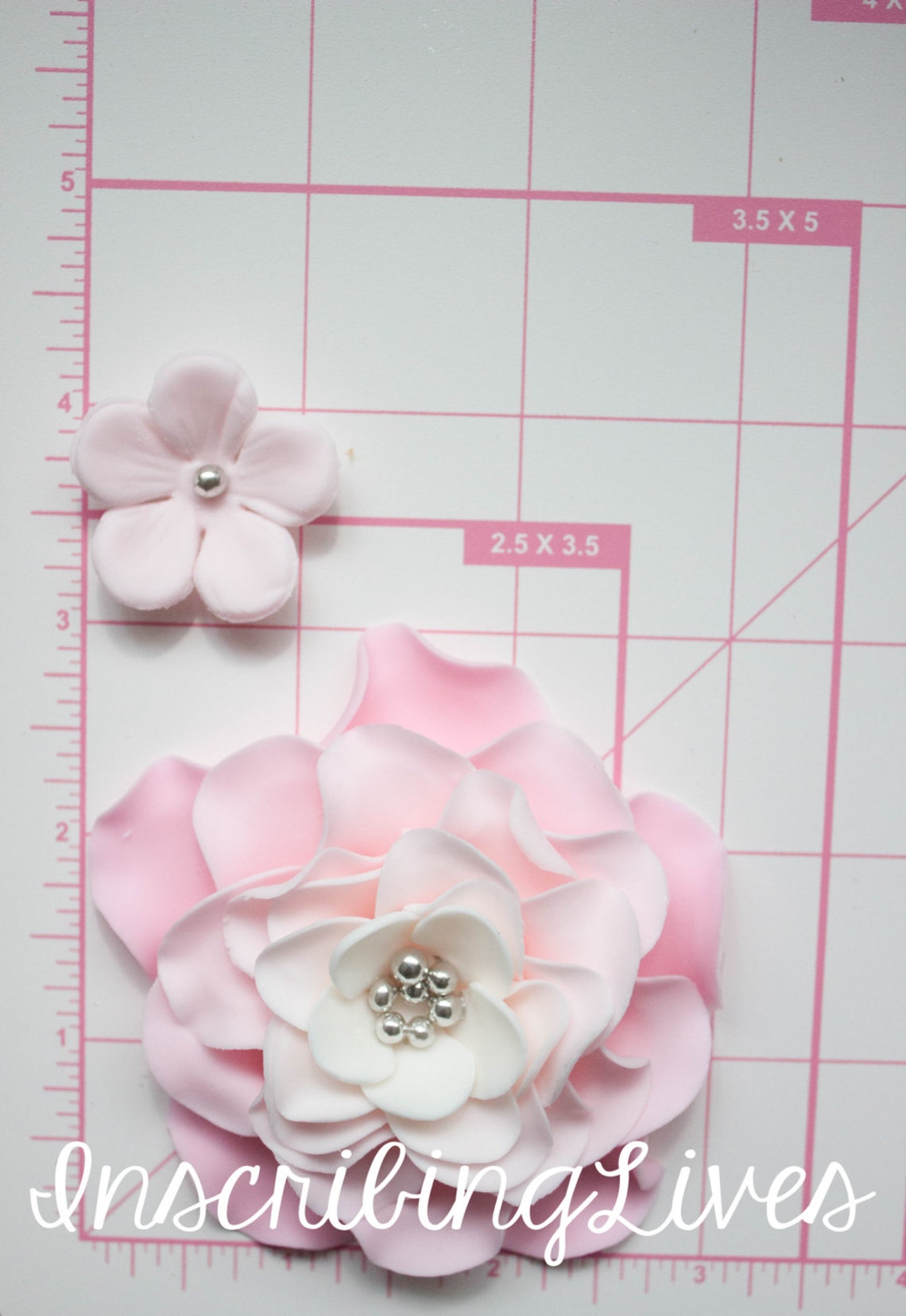 Christening Cake Topper Girl 28pcs Edible Pink Fondant Flower - Etsy