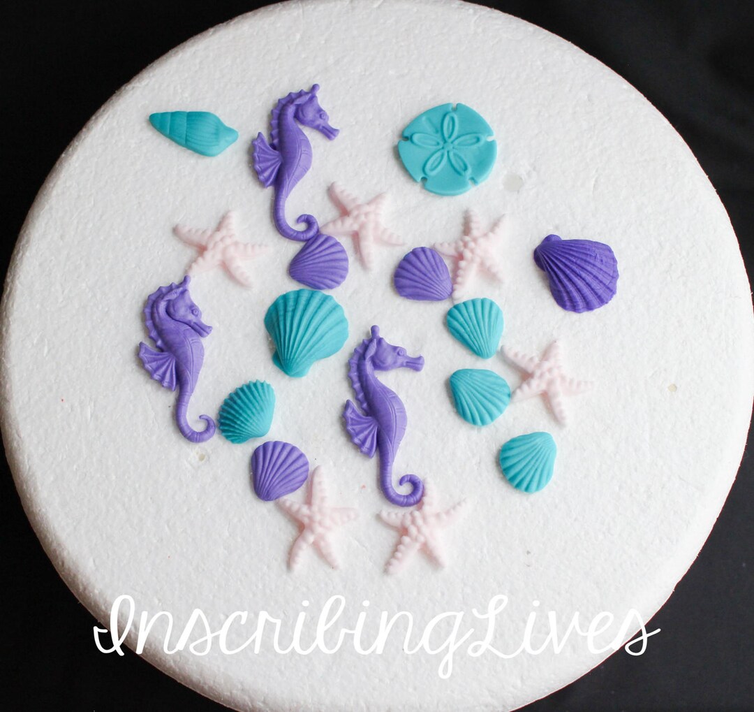 Fondant Sea Shell Cake Topper 30pcs Star Fish Cake Pop Toppers Sea ...