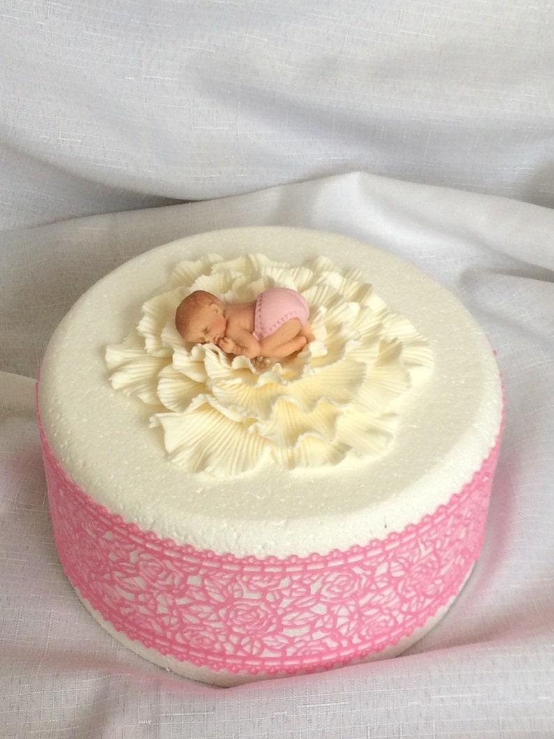 Flower Baby Shower Cake Topper Pink Baby 3D Figure Edible - Etsy