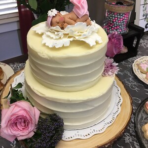 Baby on Flower Cake Topper Girl Baby Shower Cake Topper White Peony 3D ...