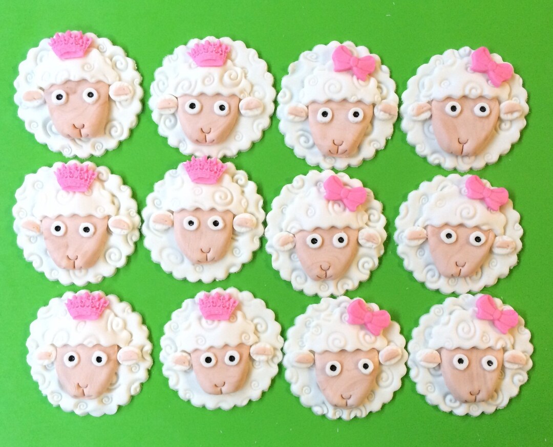 Lamb Cupcake Toppers 12pcs Sheep Baby Shower Decorations Easter Cupcake ...