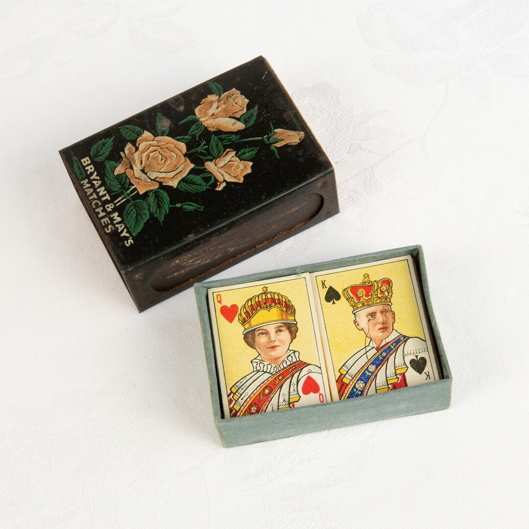 Vintage Bryant & May's Rose Matchbox Holder With Miniature Playing ...