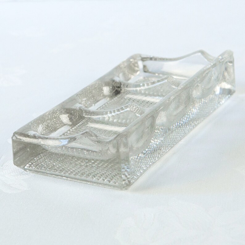 Vintage Glass Desk Tidy / Ink Well - 3 Sections & Pen Rest - Etsy