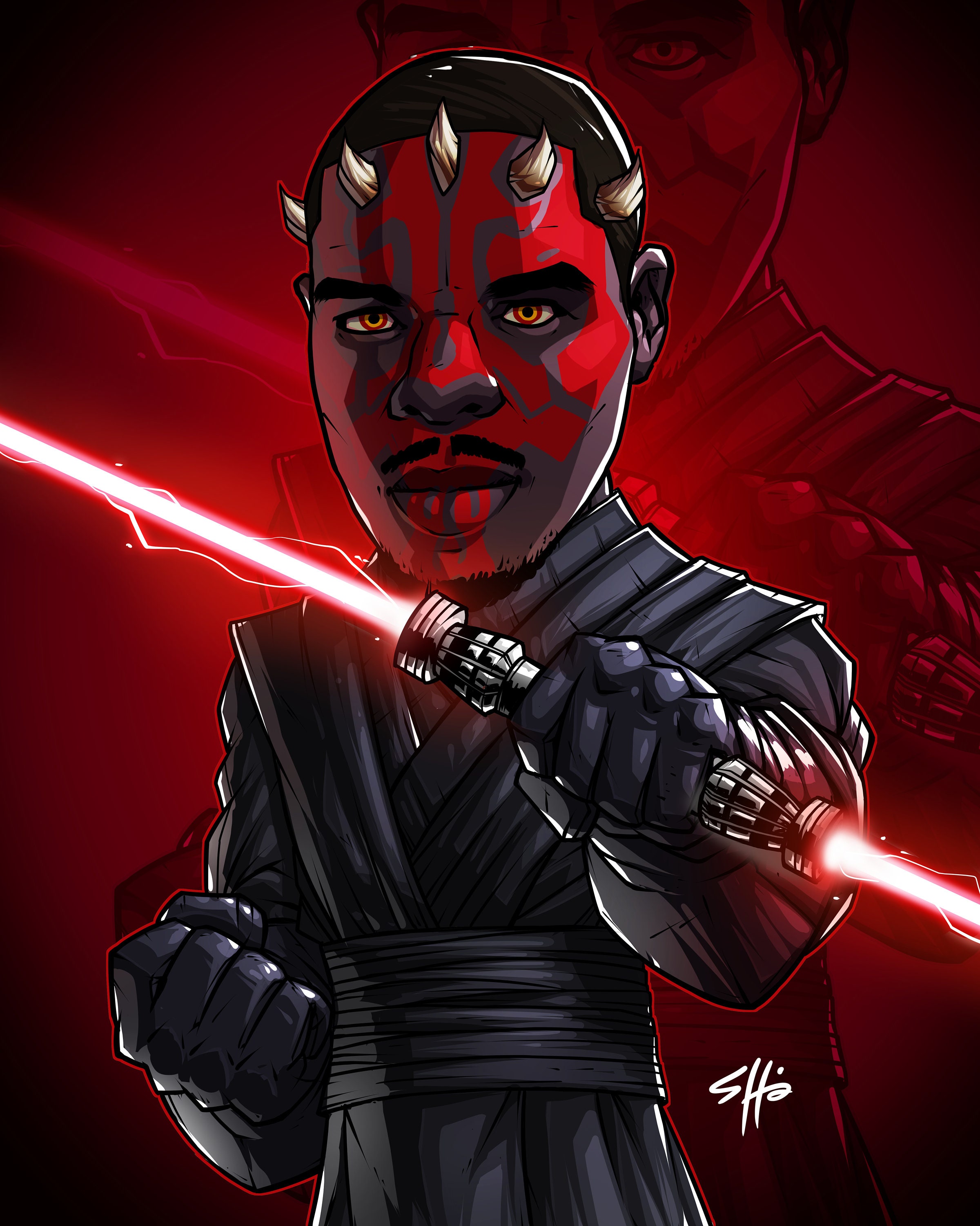 Be the Hero: Darth Maul/ Dark Jedi Custom Art Cartoon | Etsy