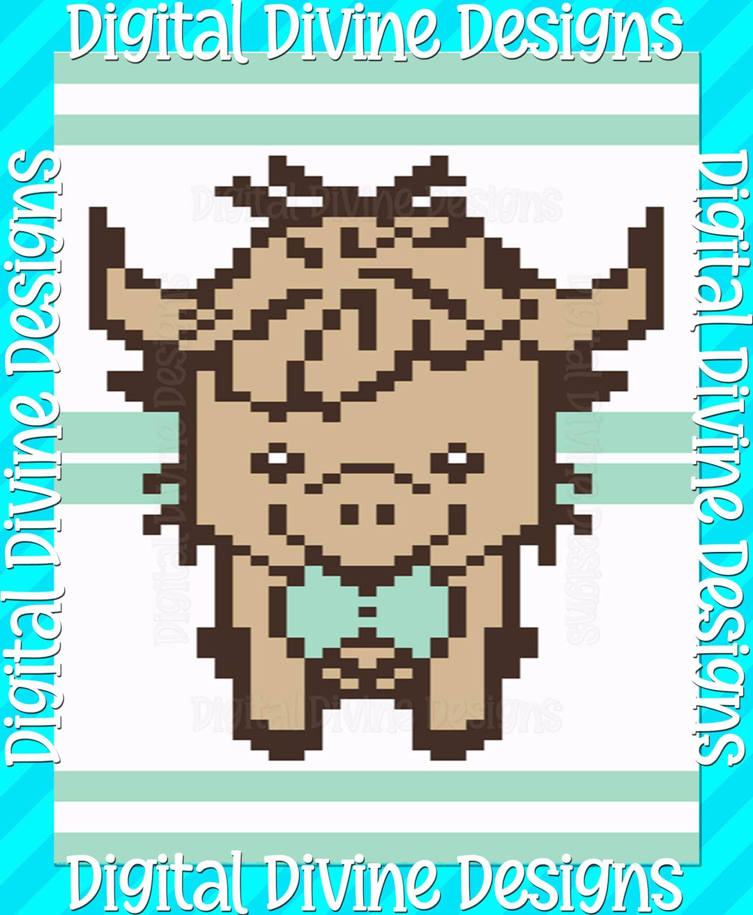 Highland Cow Baby Boy Graphic Pattern for Chunky Finger Knit Blanket ...