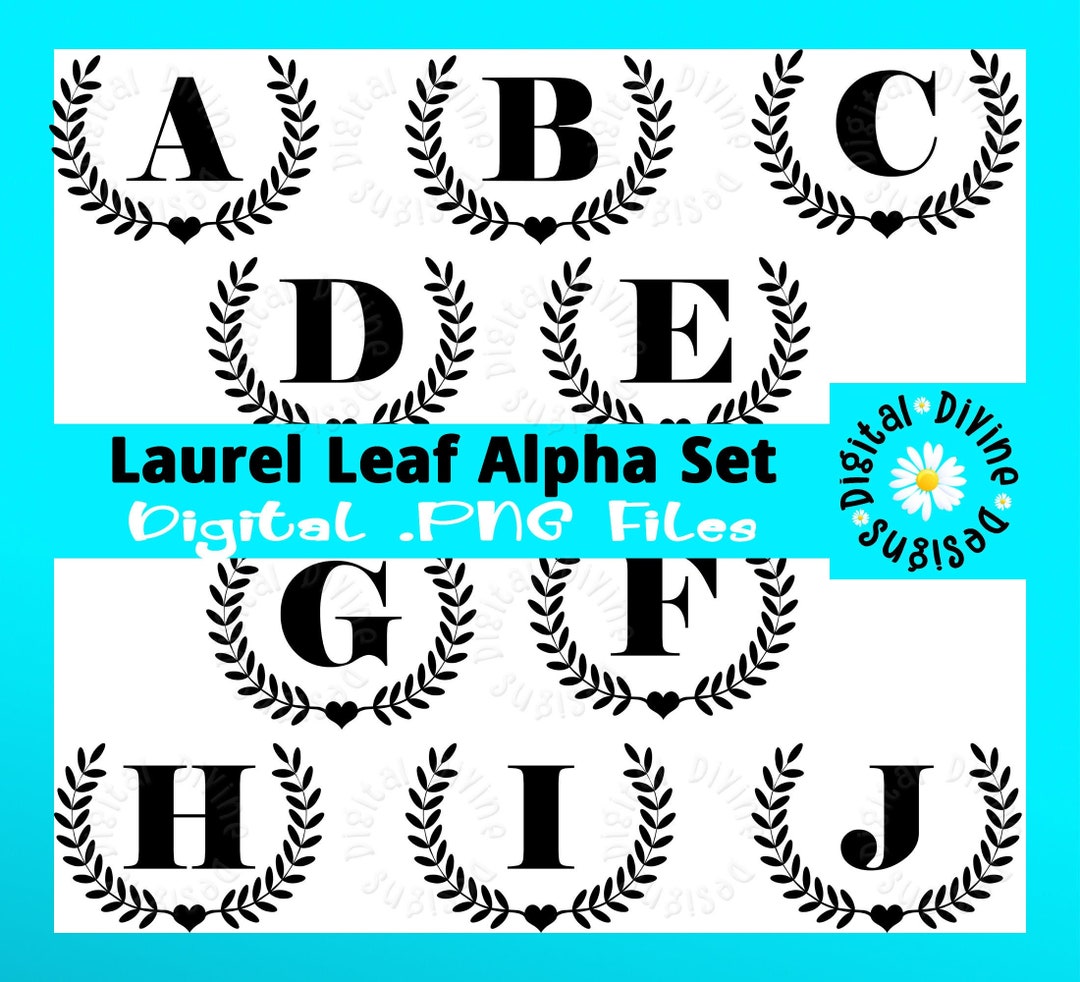 Farmhouse Laurel Leaf Design Alphabet Set Digital .png File - Etsy