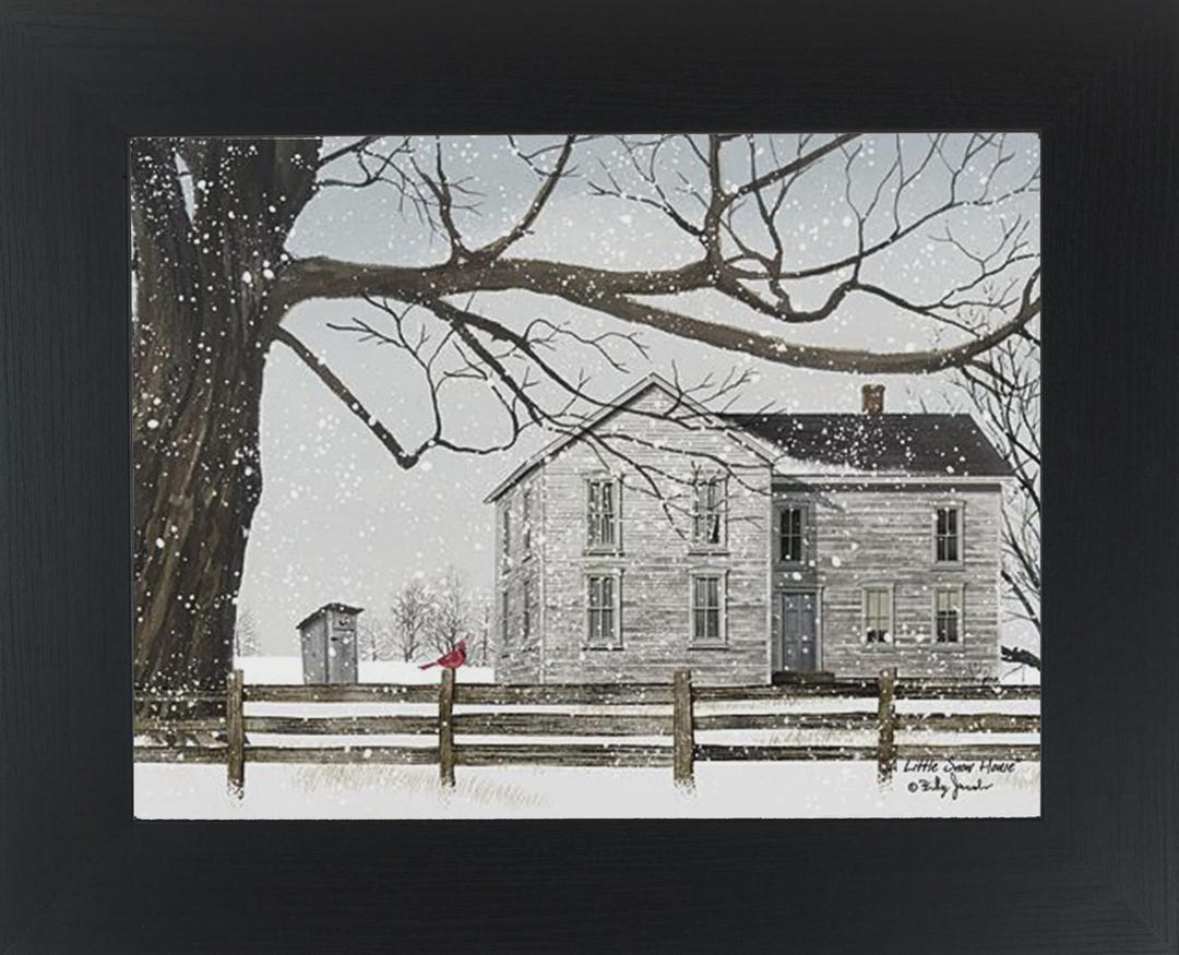Billy Jacobs "a Little Snow House" Glittered Winter Art - Etsy