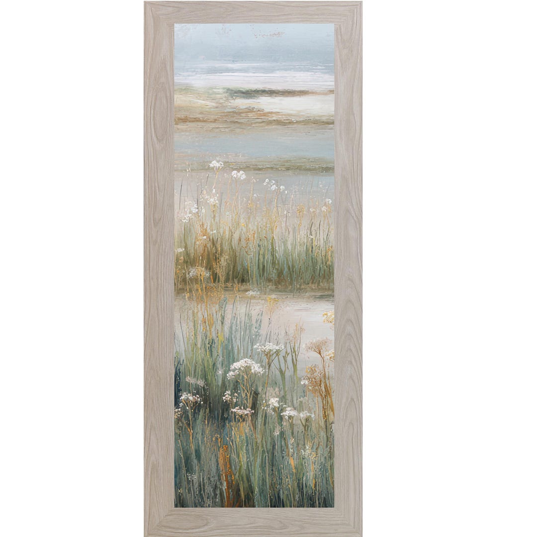 Coastal Marsh Panel Wall Art – Narrow Portrait Wetland Triptych Framed ...