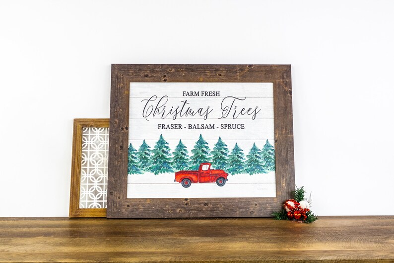 Farm Fresh Christmas Trees Red Farm Truck Picture SS88 - Etsy