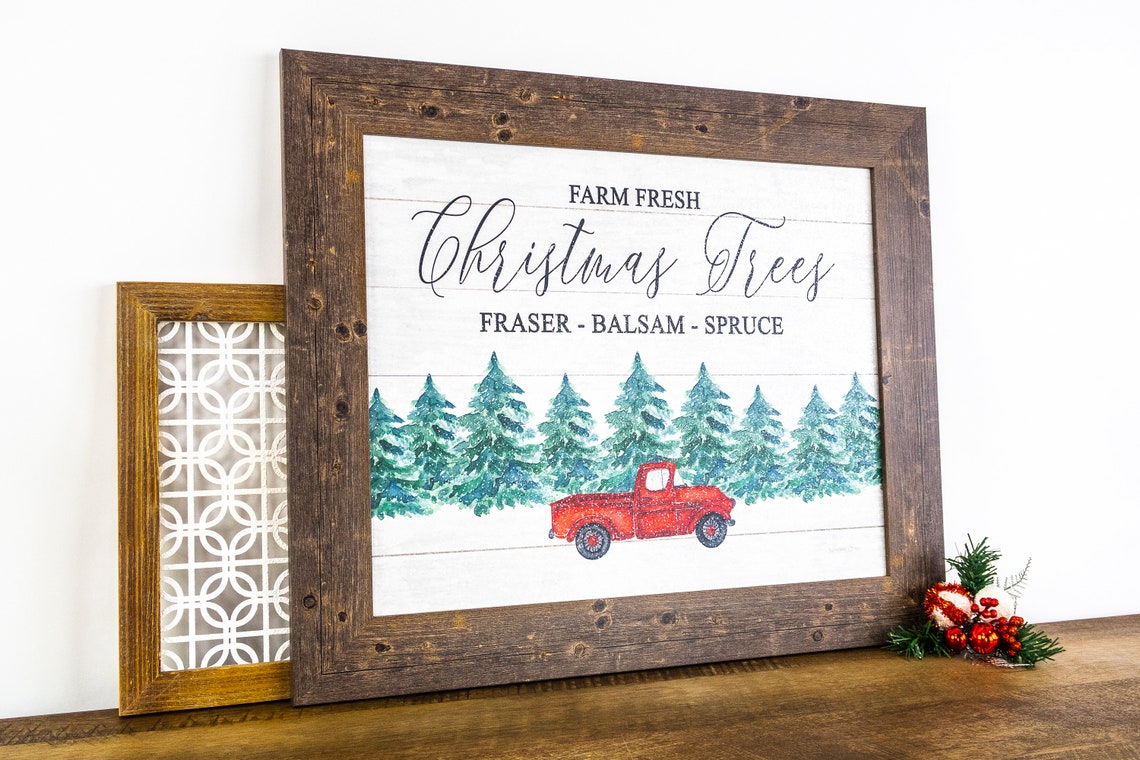 Farm Fresh Christmas Trees Red Farm Truck Picture SS88 - Etsy