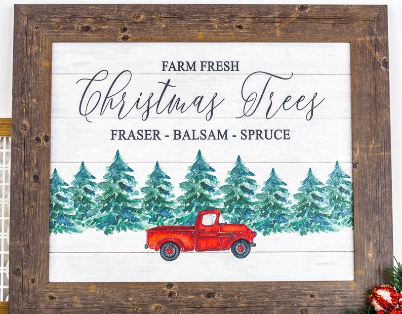 Farm Fresh Christmas Trees Red Farm Truck Picture SS88 - Etsy