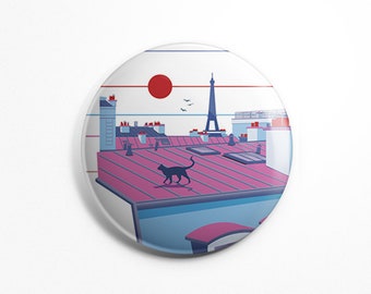 Affiche Illustration Paris Poster Montmartre les Toits et Ia | Etsy