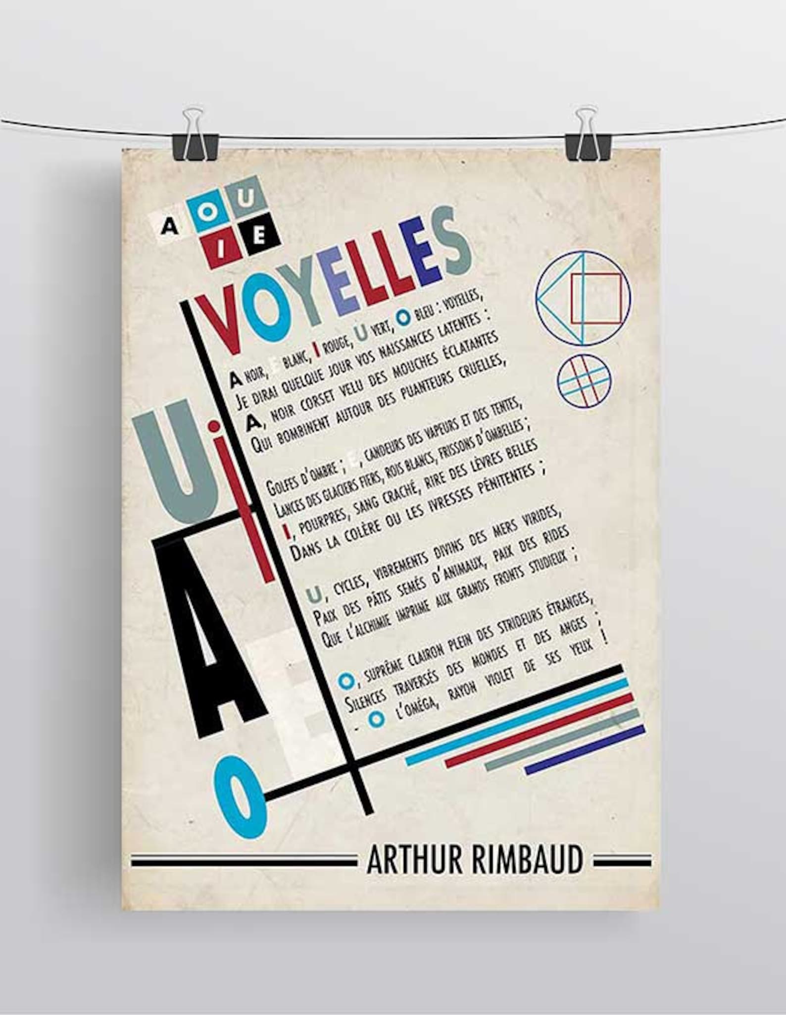 Affiche Poème Arthur Rimbaud Voyelles - Poster Typographie Poésie ...
