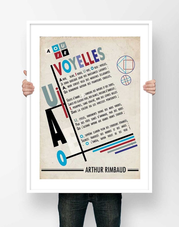 Poster Poem Arthur Rimbaud Vowels Poster Typography French | Etsy India