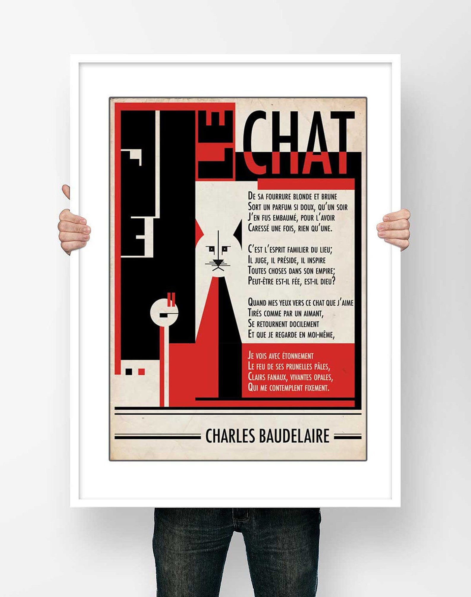 Poster Poetry Charles Baudelaire Le Chat II - Poster Typography Poem ...