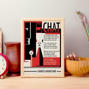 Poster Poetry Charles Baudelaire Le Chat II - Poster Typography Poem ...