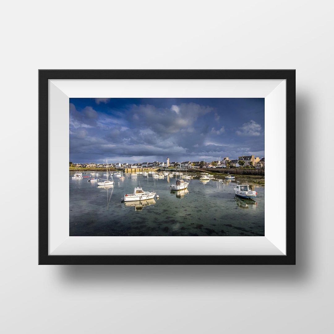 Color Photo Roscoff Brittany - Port Finistère Boat Dock Seaside Coastal ...