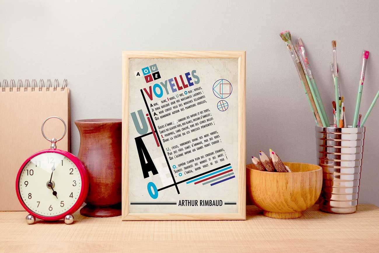 Poster Poem Arthur Rimbaud Vowels Poster Typography French Etsy Canada