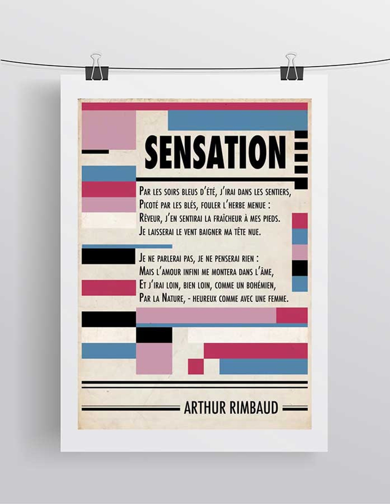 Poster Poetry Arthur Rimbaud Sensation - Print Poster French Poet Poem ...