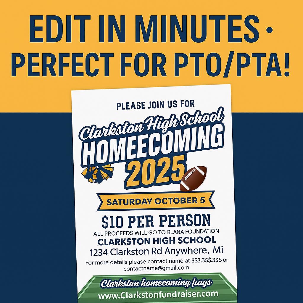 Editable Homecoming Flyer Template: School Event, PTO Fundraiser (8.5 ...