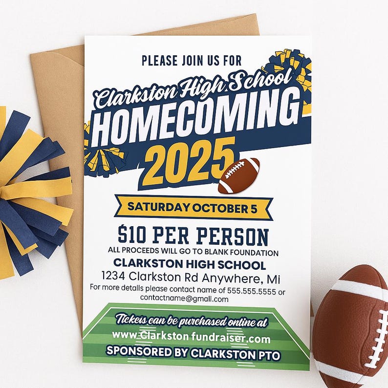 Editable Homecoming Flyer Template: School Event, PTO Fundraiser (8.5 ...