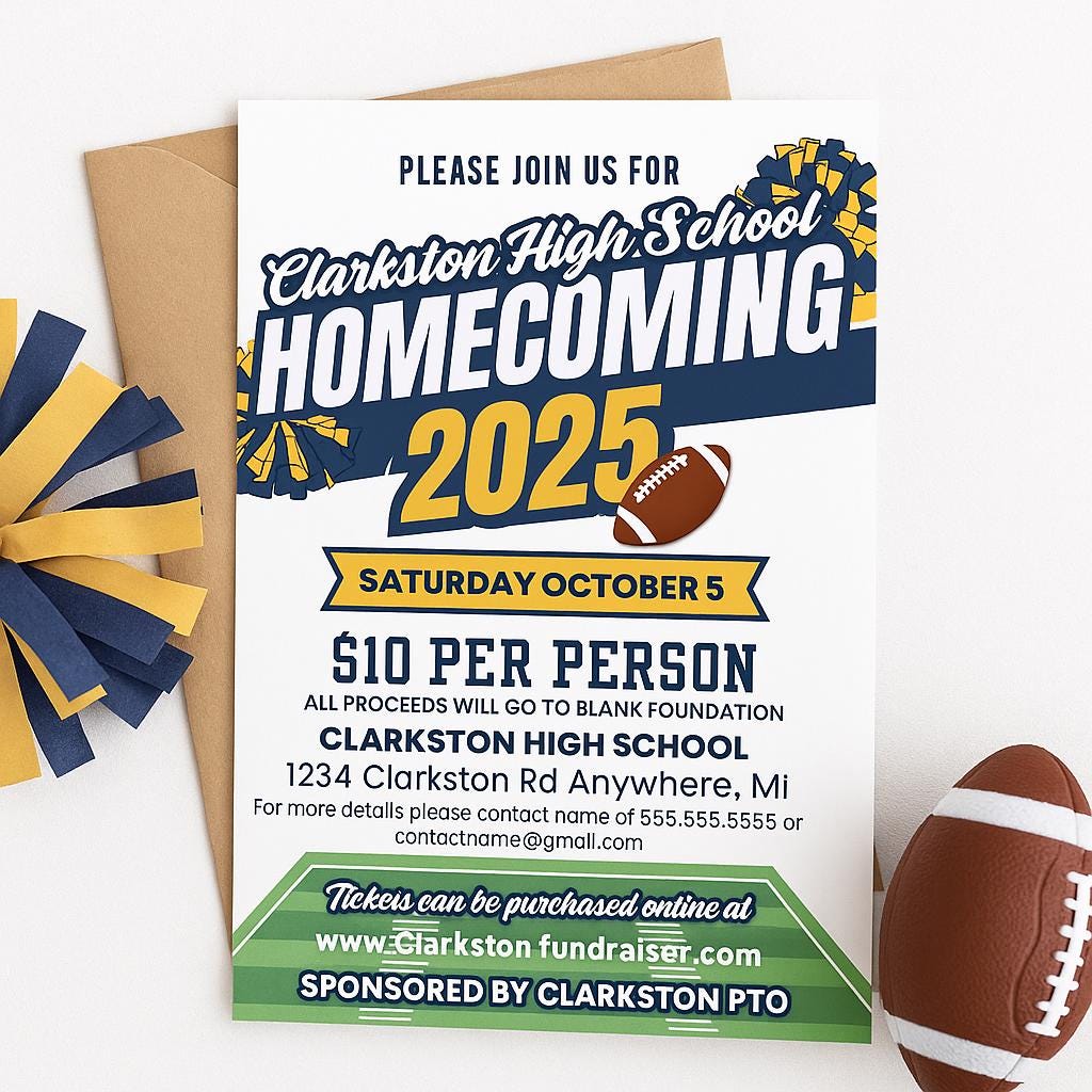Editable Homecoming Flyer Template: School Event, PTO Fundraiser (8.5 ...