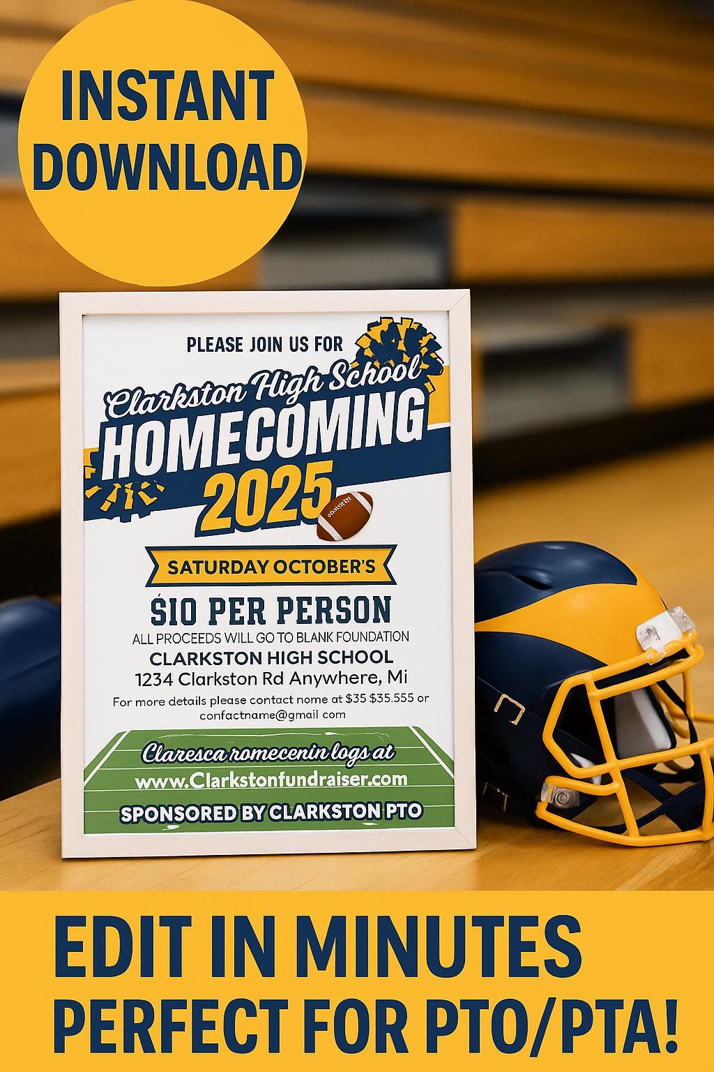 Editable Homecoming Flyer Template: School Event, PTO Fundraiser (8.5 ...