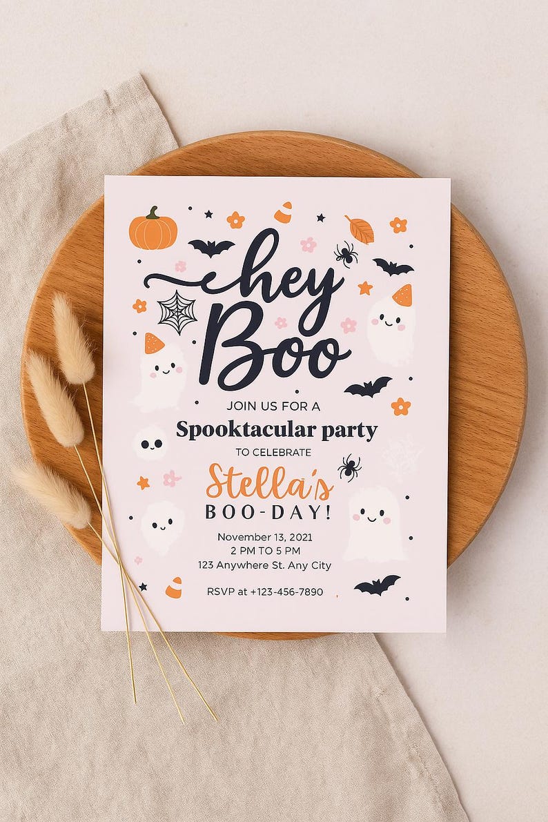 Halloween Birthday Invitation: Spooktacular Ghost & Pumpkin Party ...