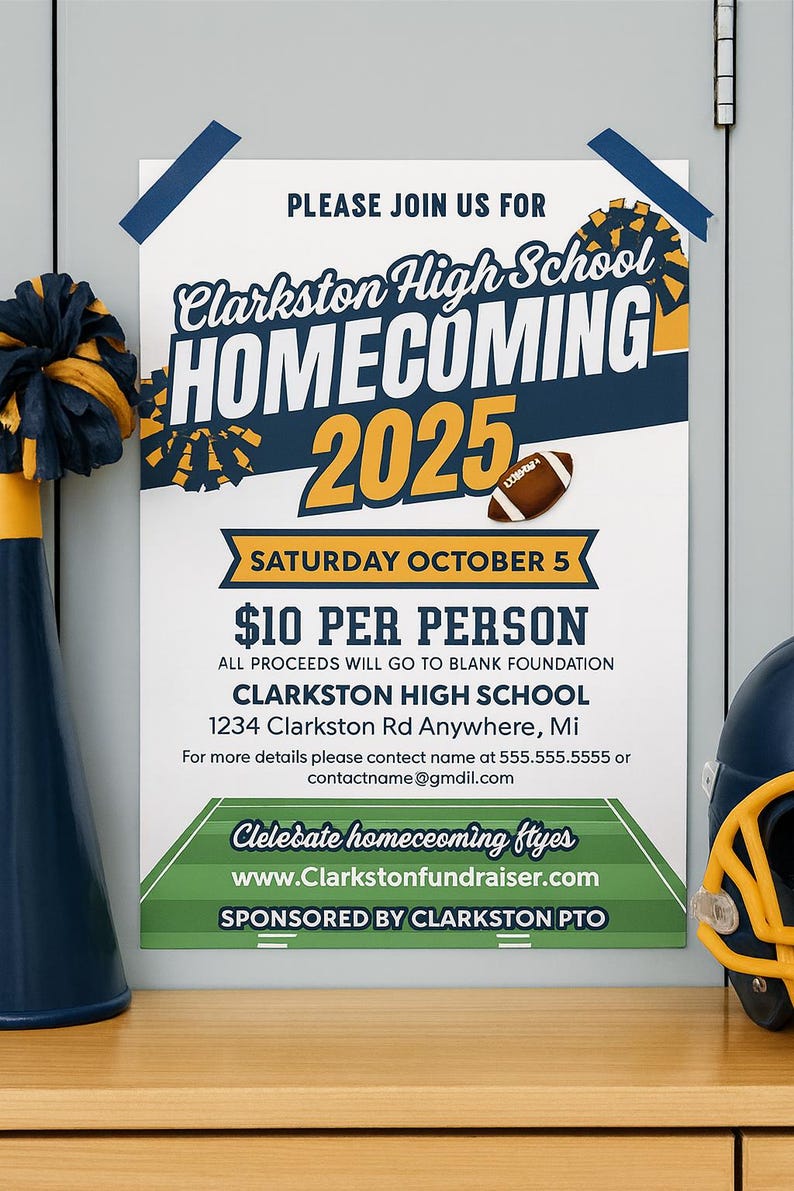 Editable Homecoming Flyer Template: School Event, PTO Fundraiser (8.5 ...