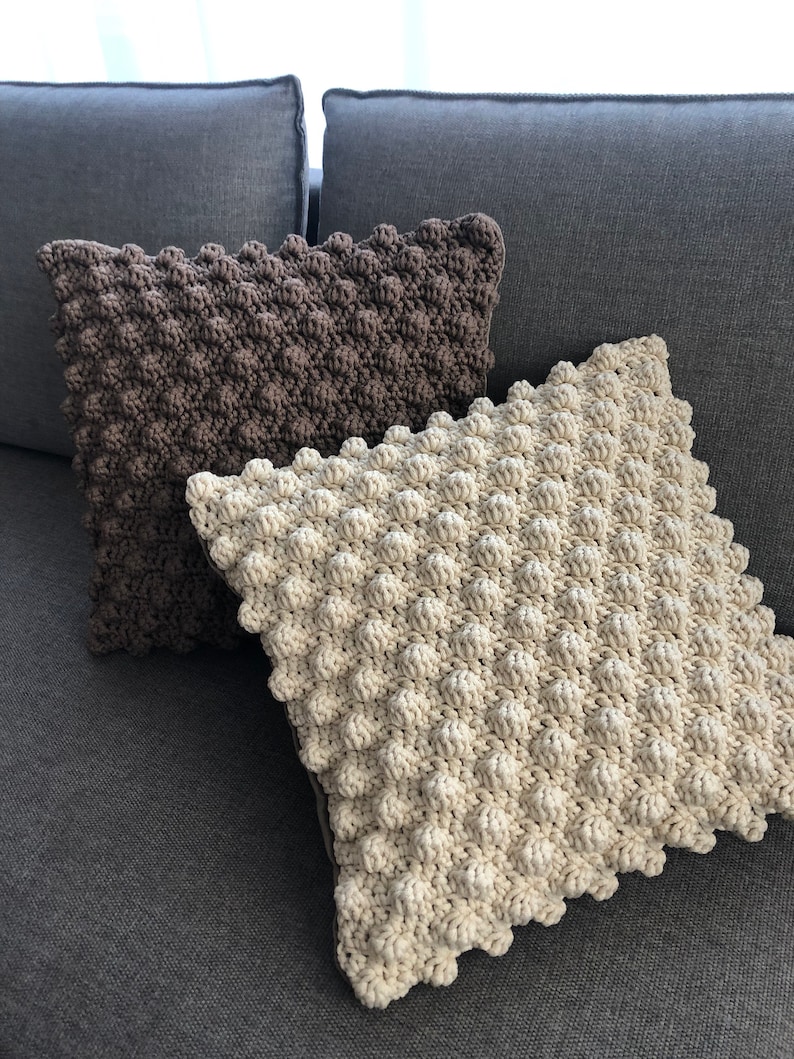 Crochet Pillow, Crochet Bubble Pillow, Crochet Throw Pillow, Pillow ...