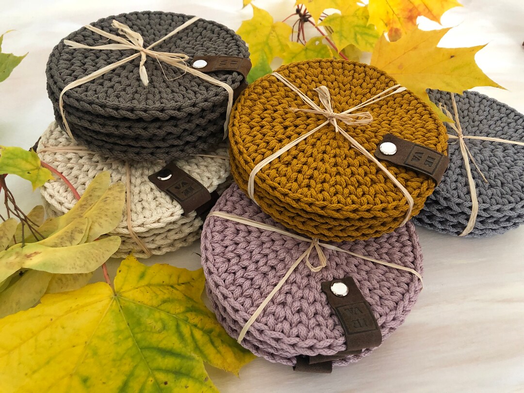 Crochet Coasters, Set of 4, Handmade Crochet Coasters, Table Decor ...