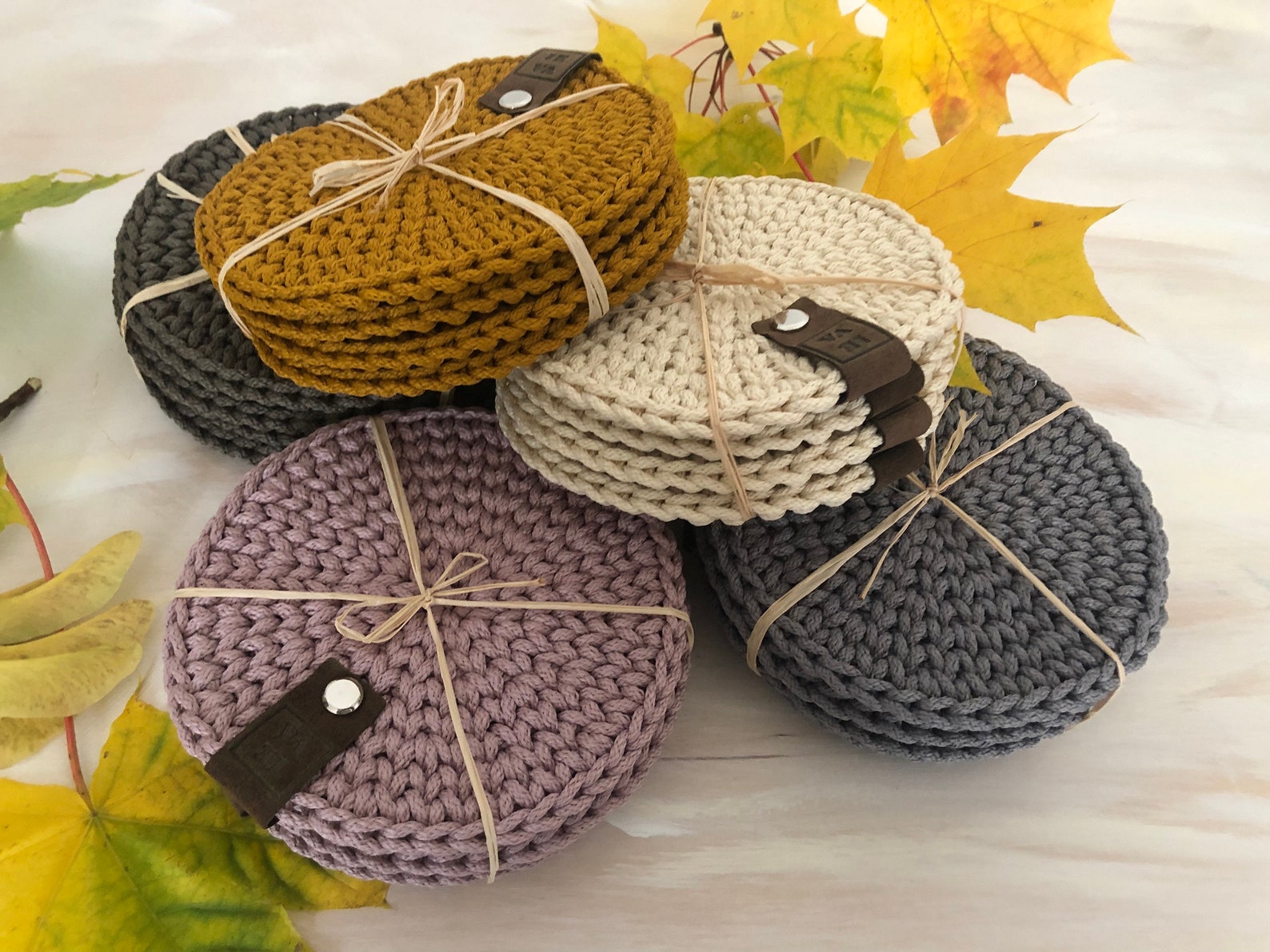 Crochet Coasters Set of 4 Handmade Crochet Coasters Table - Etsy