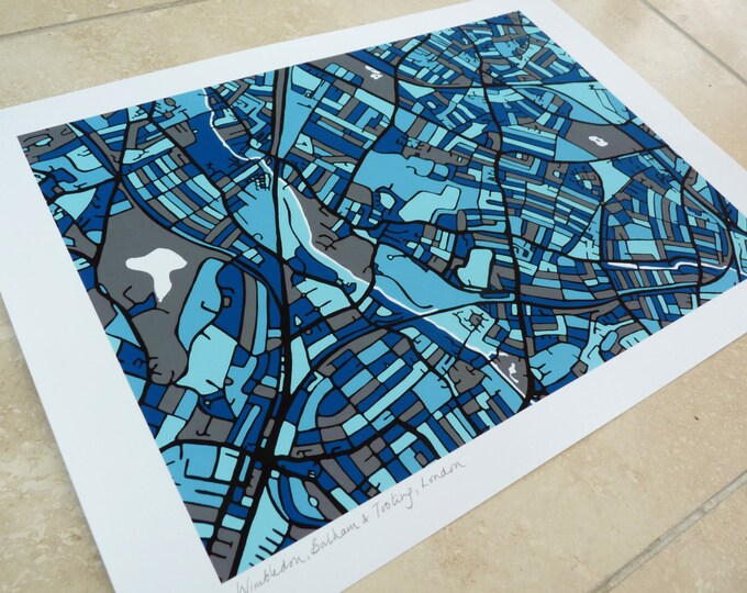 Wimbledon, Balham & Tooting, London Art Map - Limited Edition ...