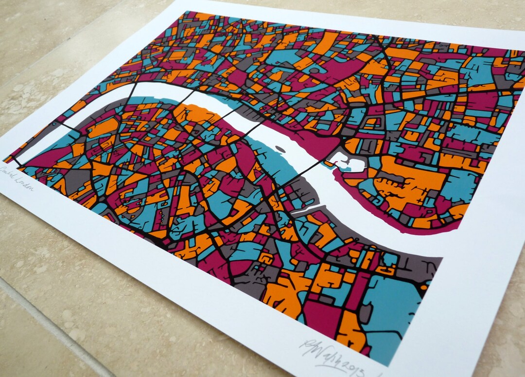 Central London Art Map Limited Edition Contemporary Giclée Print - Etsy