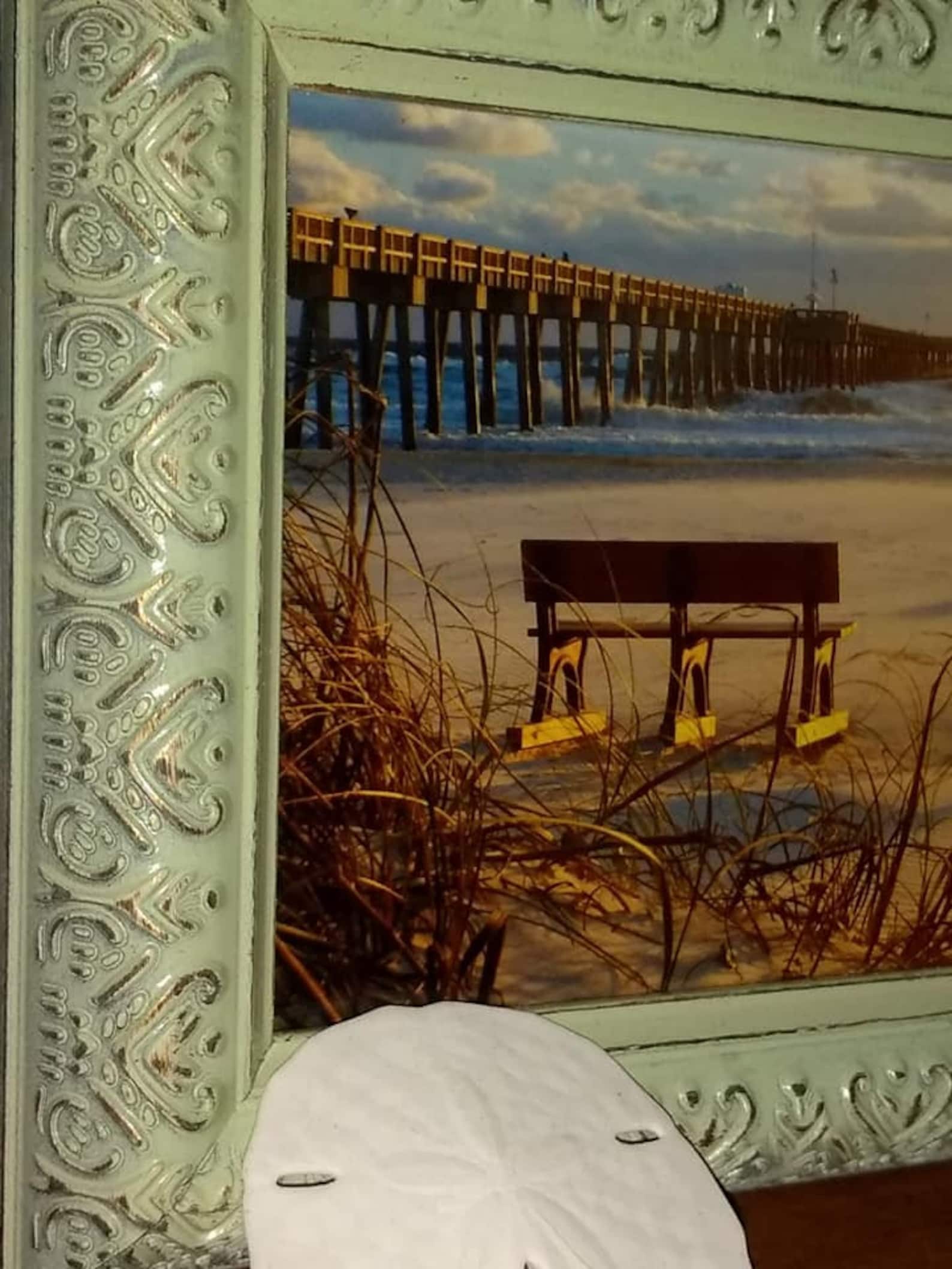 Beach Decor Piers Panama City Beach Green Frame Pastel - Etsy