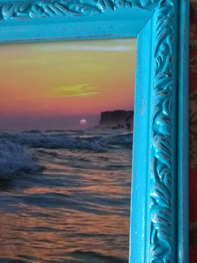 Beach Decor Turquoise Blue Aqua Shabby Chic Frame Coastal - Etsy