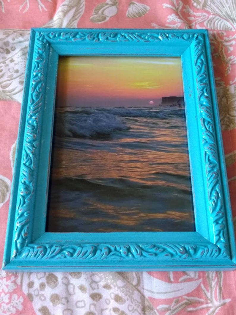 Beach Decor Turquoise Blue Aqua Shabby Chic Frame Coastal - Etsy